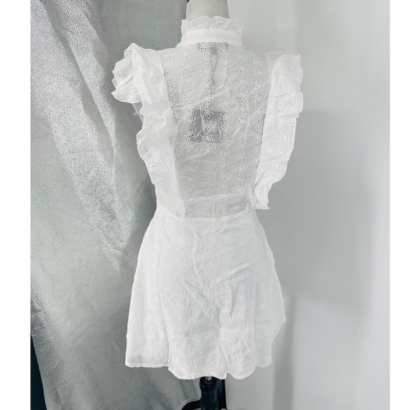 Dresses | White Lace Sleeveless High Neck Fit And Flare Mini Dress ...